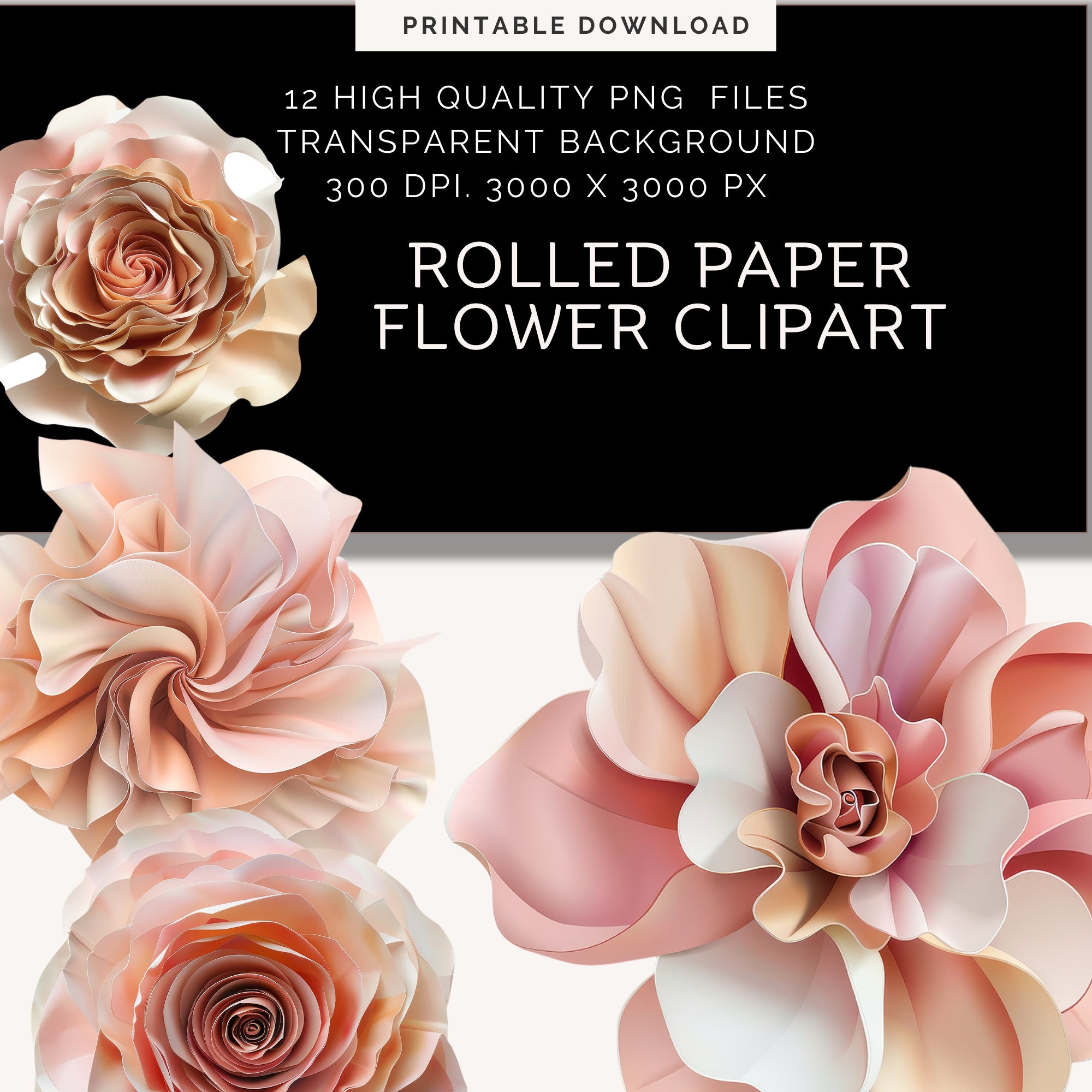 Pink Paper Flower Clipart Flower Png rolled Paper Clipart commercial ...