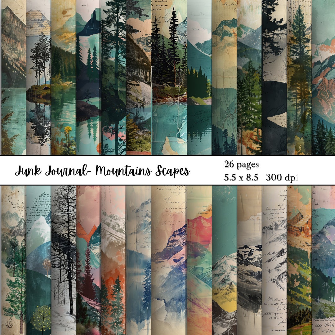 Mountains Junk Journal Printable Pages Mountains Junk Journal Paper ...