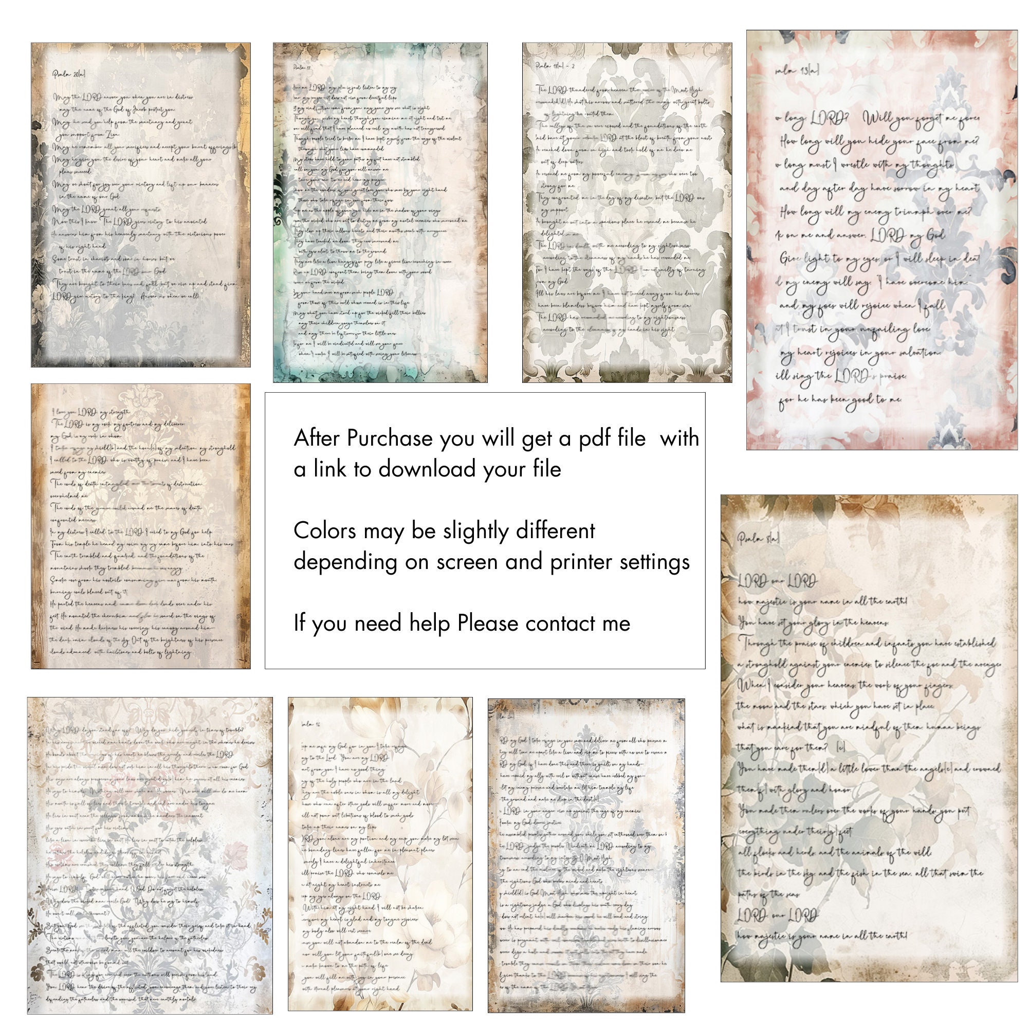 Old Handwriting Psalm1 Verses Antique Text Overlay Photoshop Overlays ...
