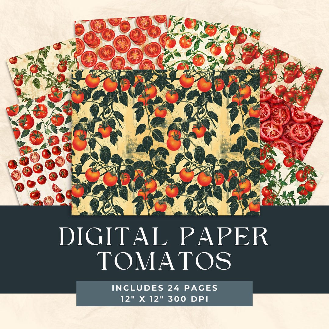 Tomato Watercolor Seamless Pattern | Commercial Use Digital Paper (PDF ...