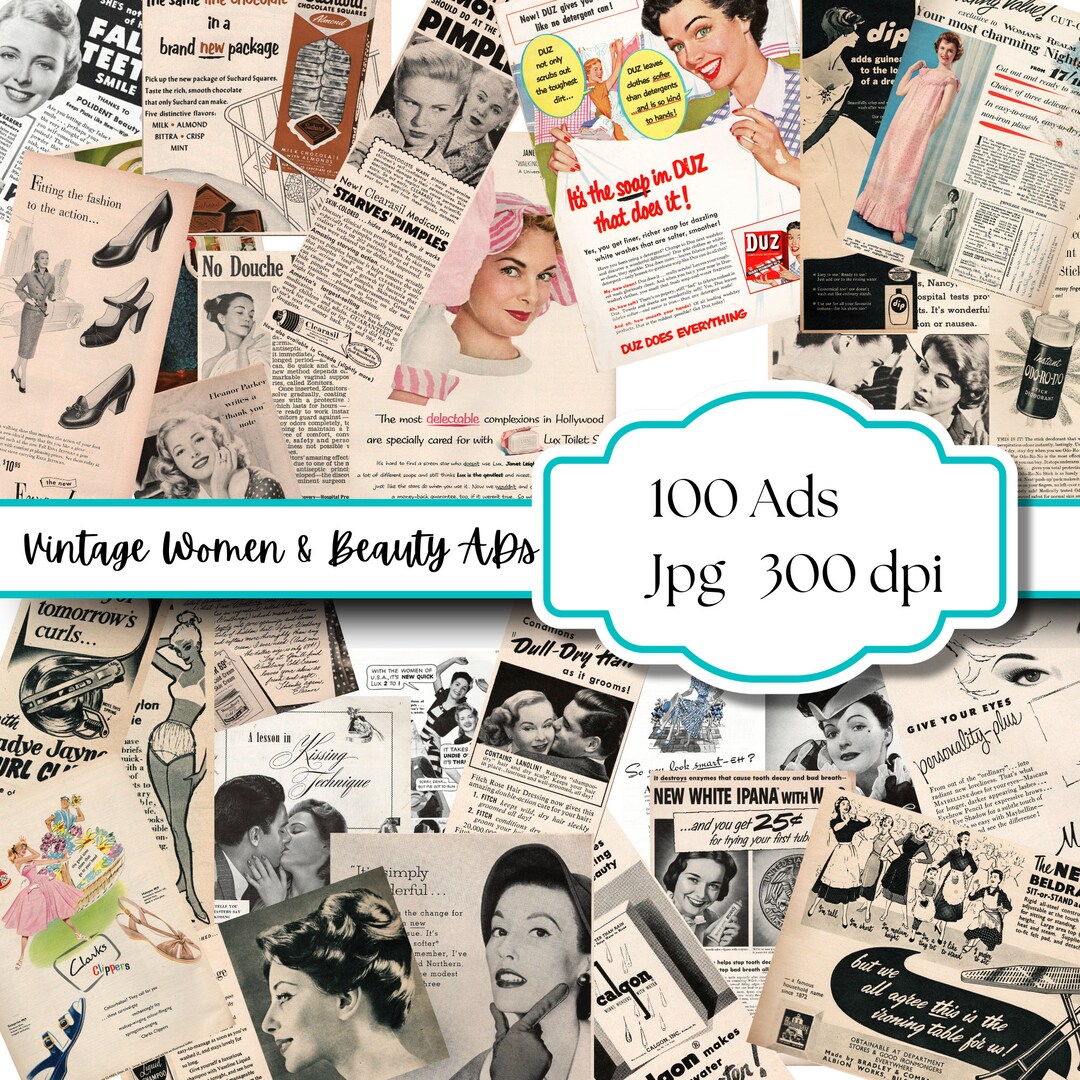 Nostalgic Beauty Adverts | 100 Old Magazine Prints | 1950's Vintage ...