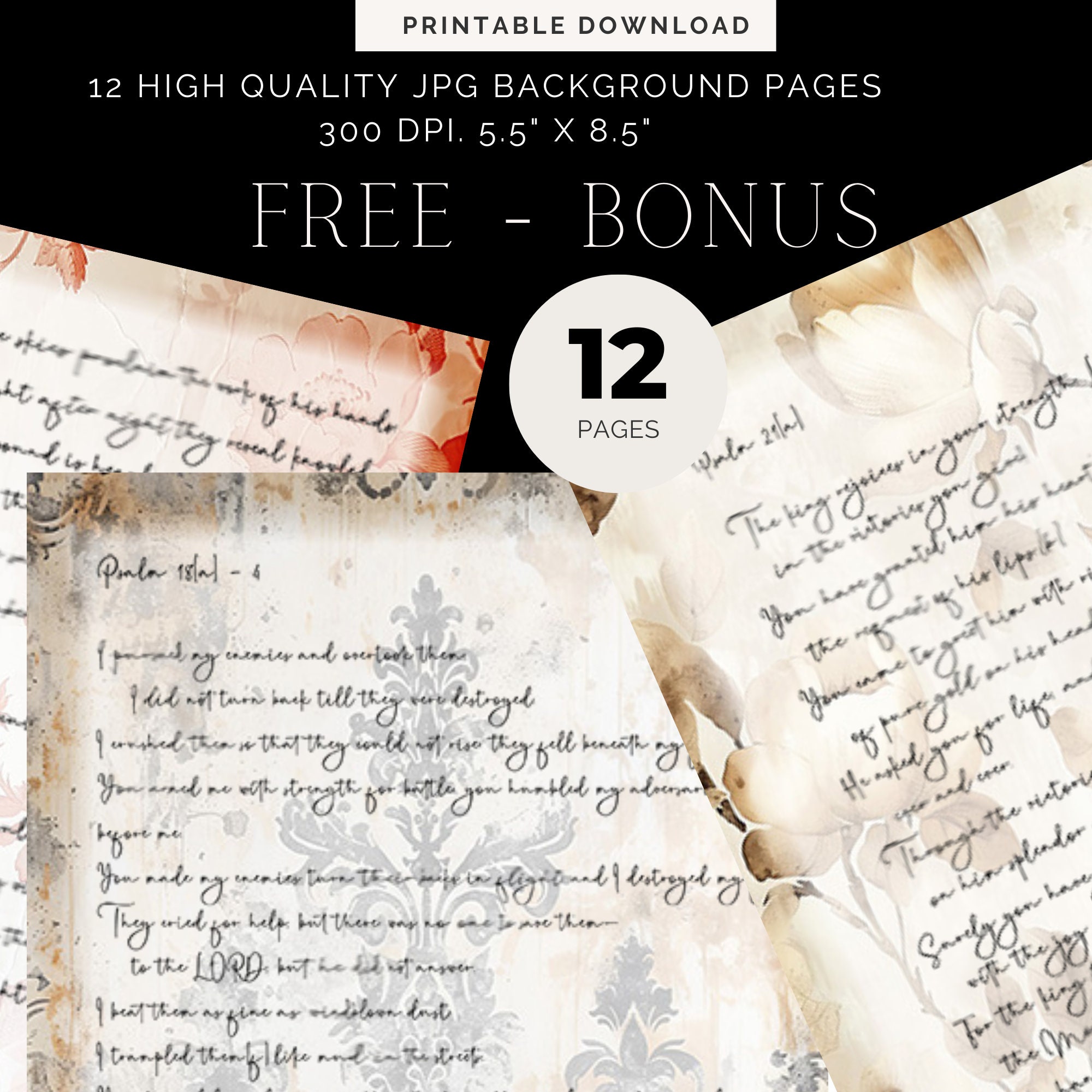 Old Handwriting Psalm1 Verses Antique Text Overlay Photoshop Overlays ...