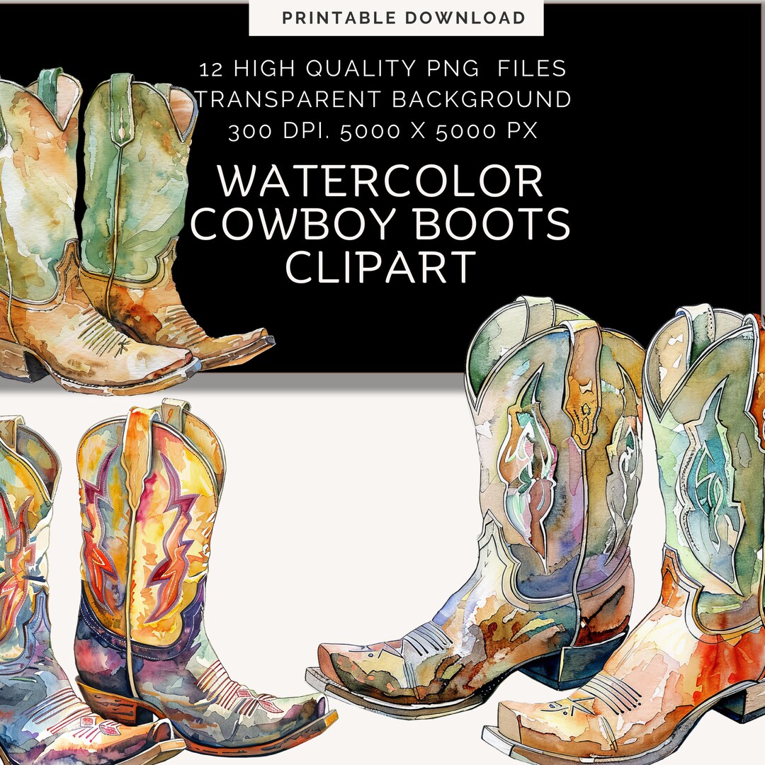 Watercolor Cowboy Boots Clipart Cute Clipart Cowboy Hat Png Cowboy ...
