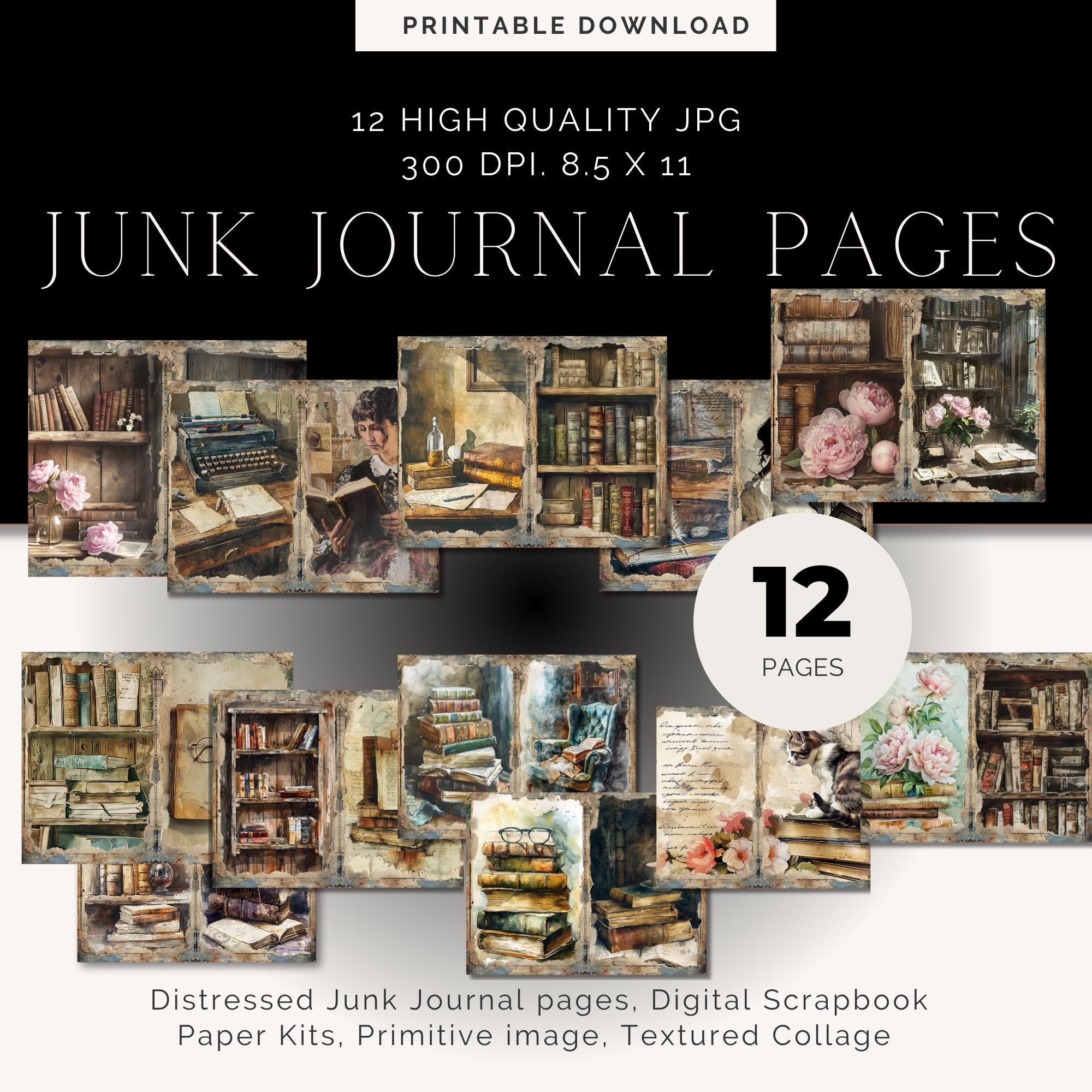 Secret Library Junk Journal Dark Academia Old Book Digital Paper the ...