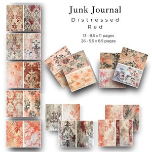 Red Journal Pages Digital Download Junk Journal Kit Digital Paper ...