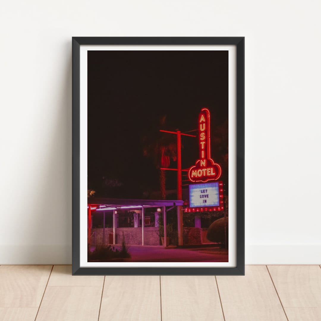 Austin Motel, Austin Digital Print, Vintage Austin Motel, Neon Sign ...