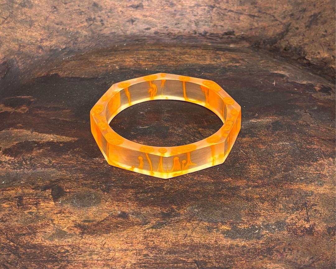 Jaya Orange Octagon Resin Bangle - Etsy