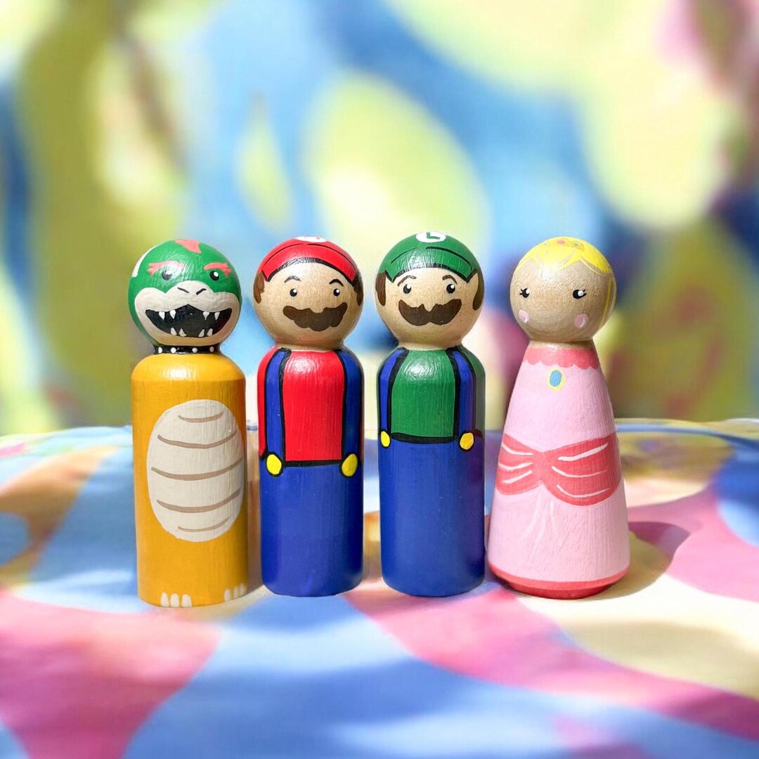 Super Mario Bros & Friends Inspired Peg Dolls, Large, Video Games - Etsy