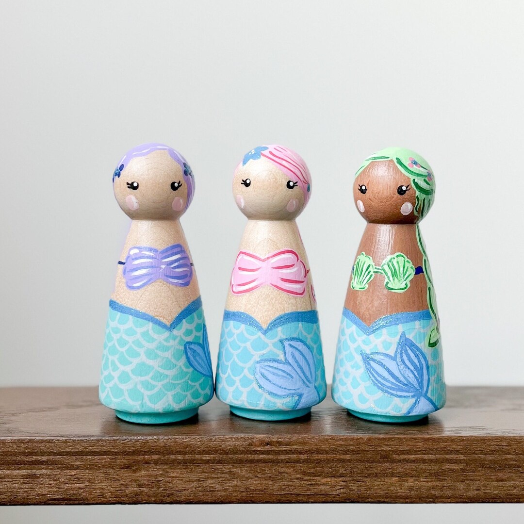 Mermaid Peg Dolls Ocean Sea Large - Etsy
