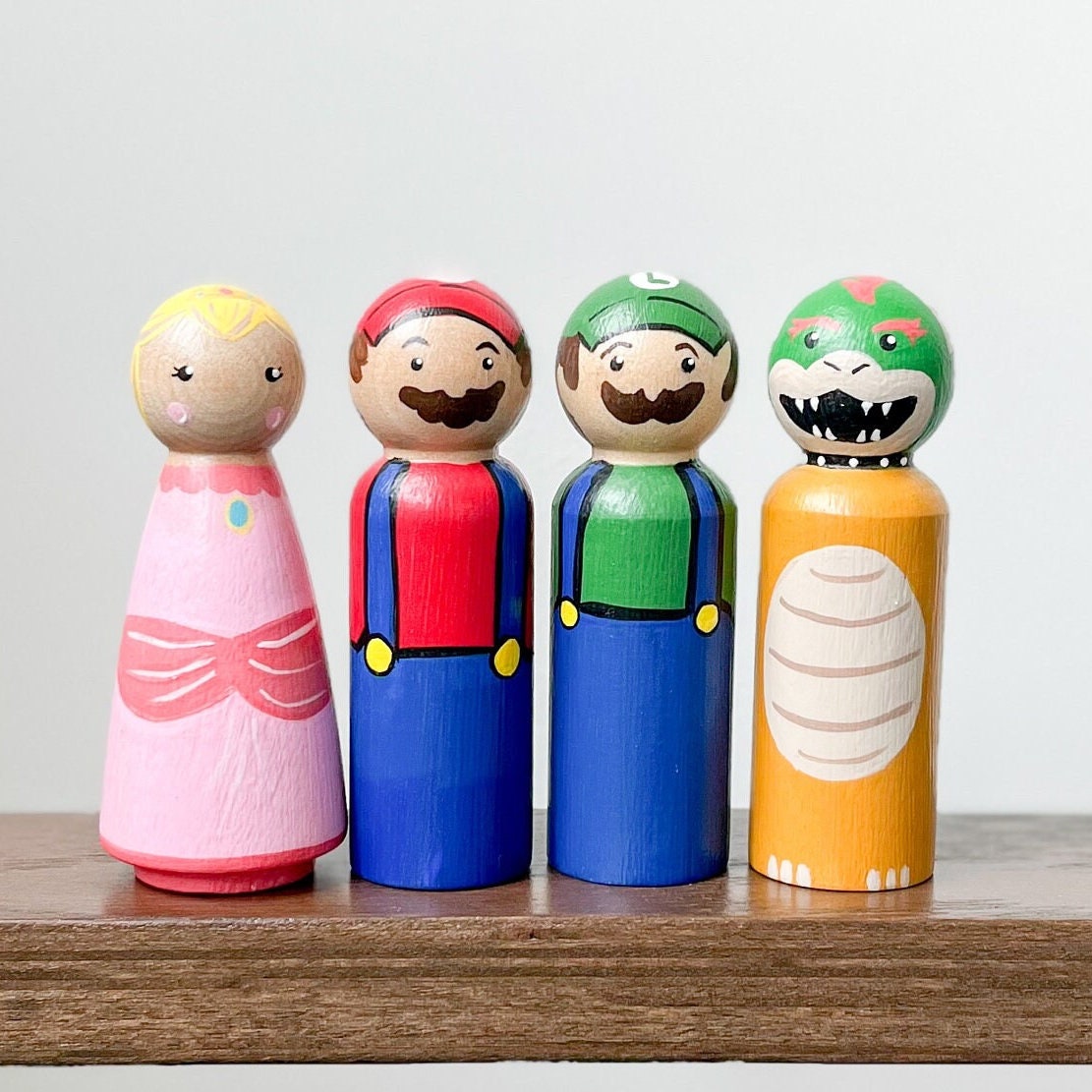 Super Mario Bros & Friends Inspired Peg Dolls Large - Etsy
