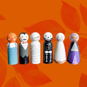 Halloween Peg Dolls, Spooky Cute Decor, Pretend Play, Open Imaginative ...