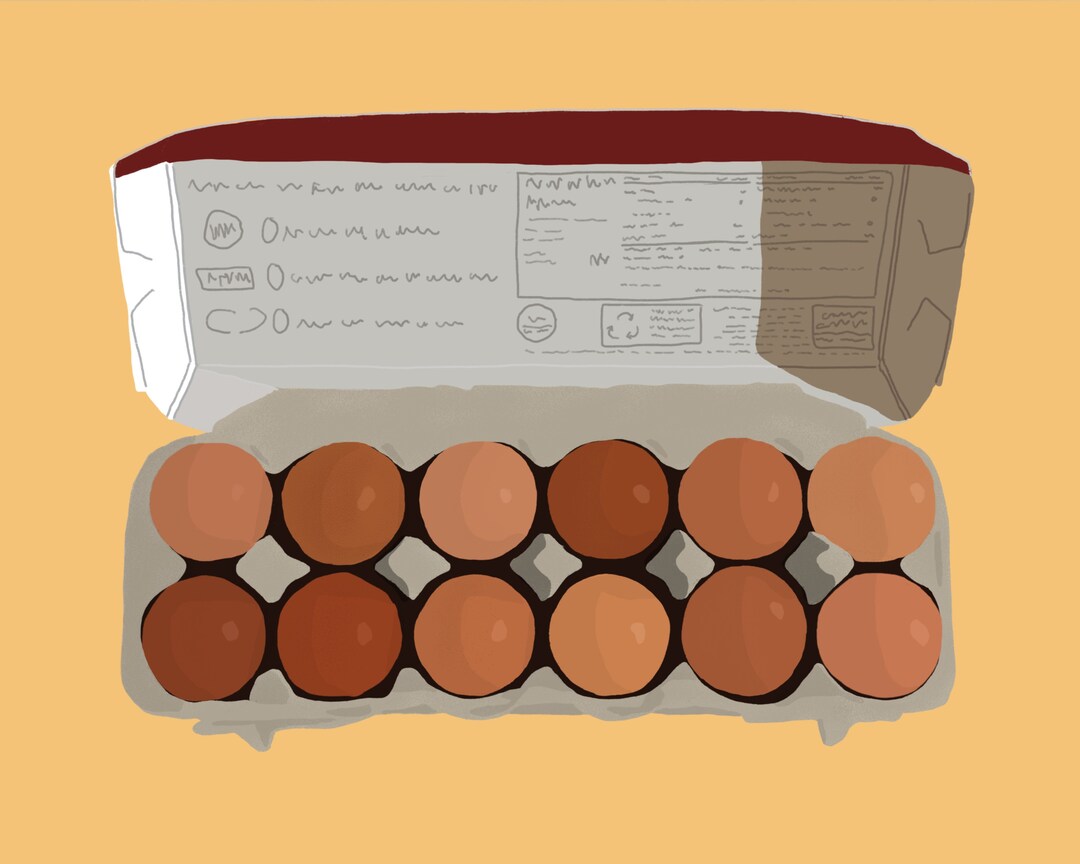 Egg Carton Drawing, Digital Download, Kitchen Art, Dining Room Art ...