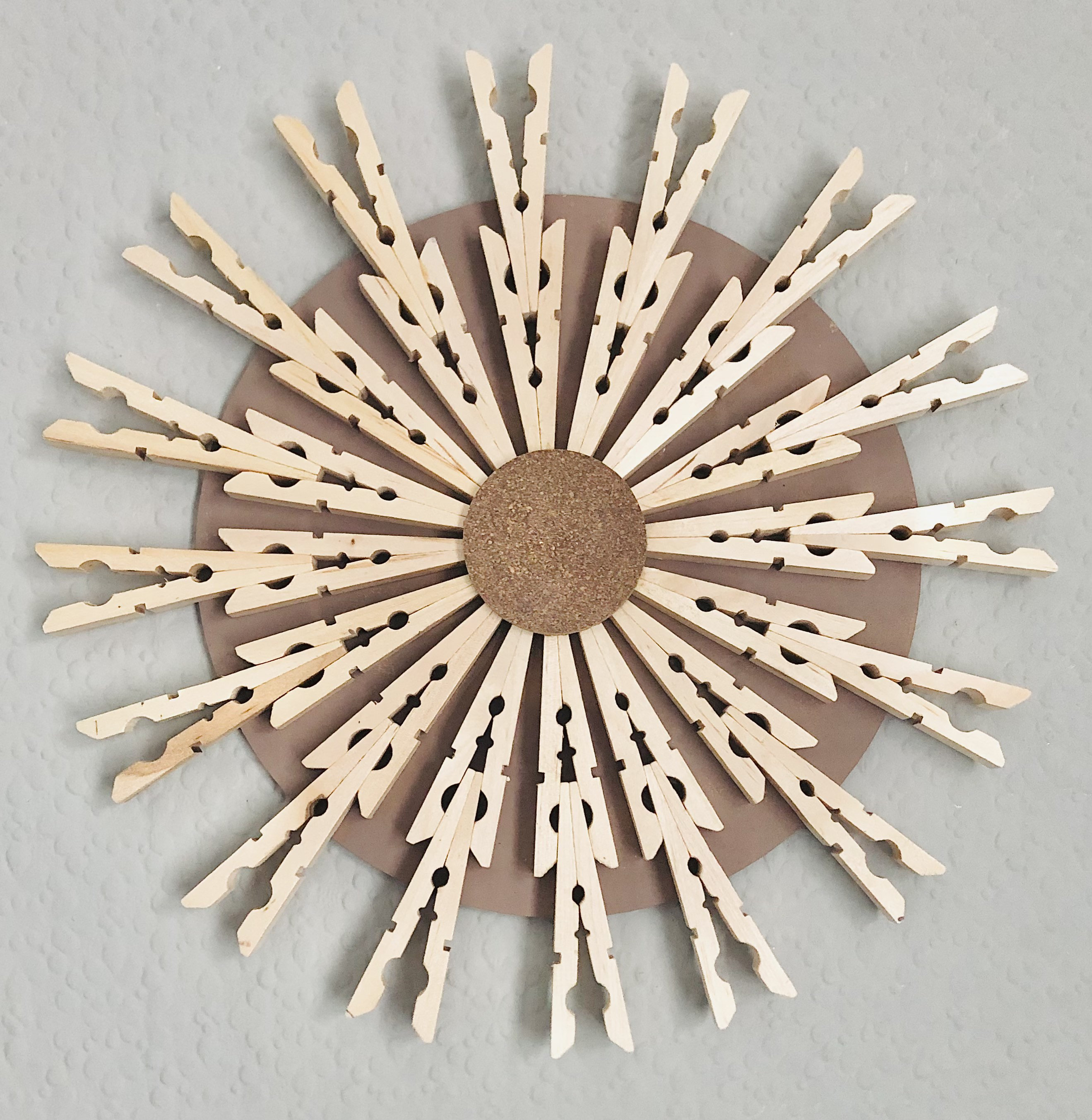 Natural Round Wooden Peg Wall Art Decor | Etsy