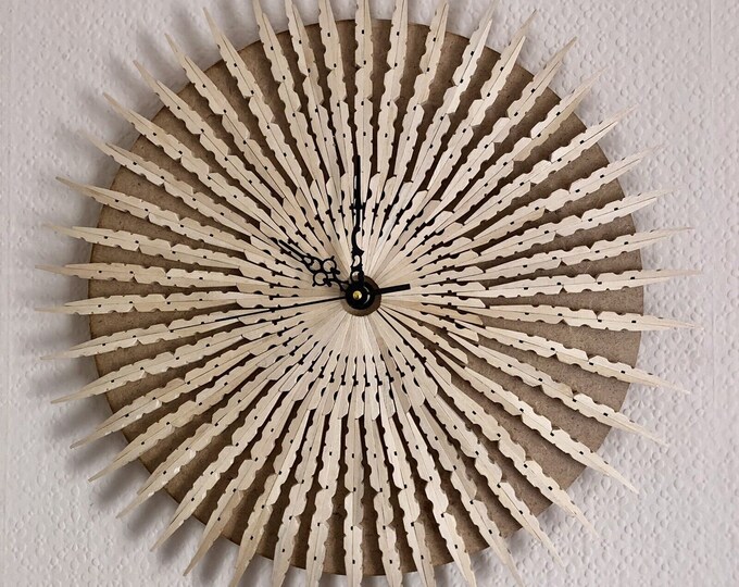 Large Handmade Quirky Sunburst Wooden Wall Clock - Etsy