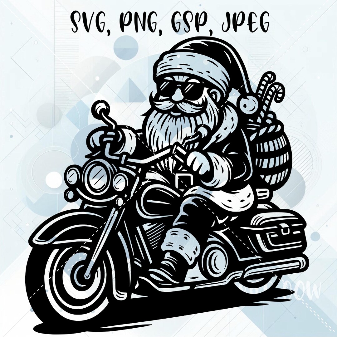 Motorbike Santa SVG for Silhouette, Cricut, Print and Cut, Laser ...