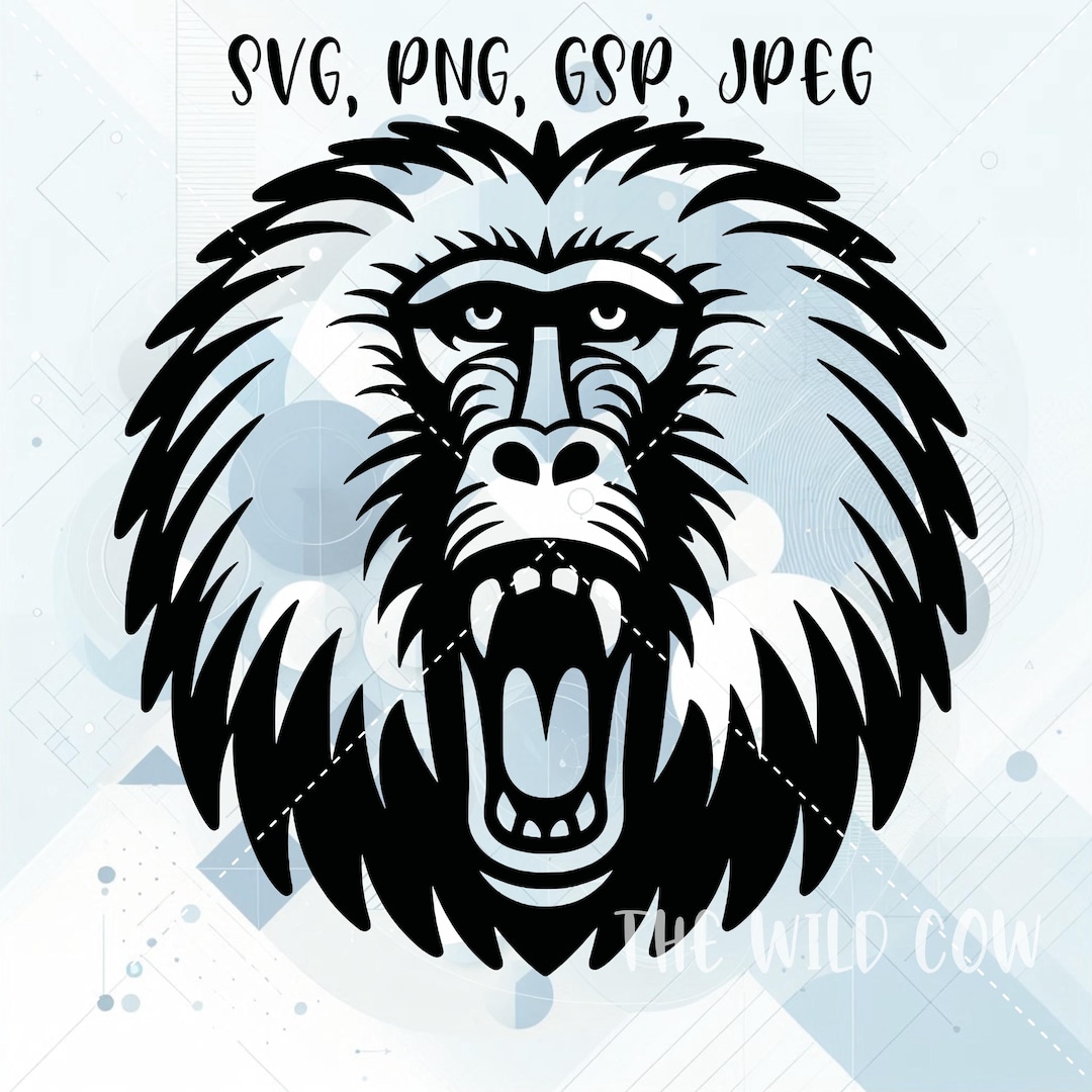 Baboon Head SVG for Silhouette, Cricut, Print and Cut, Laser Engrave ...