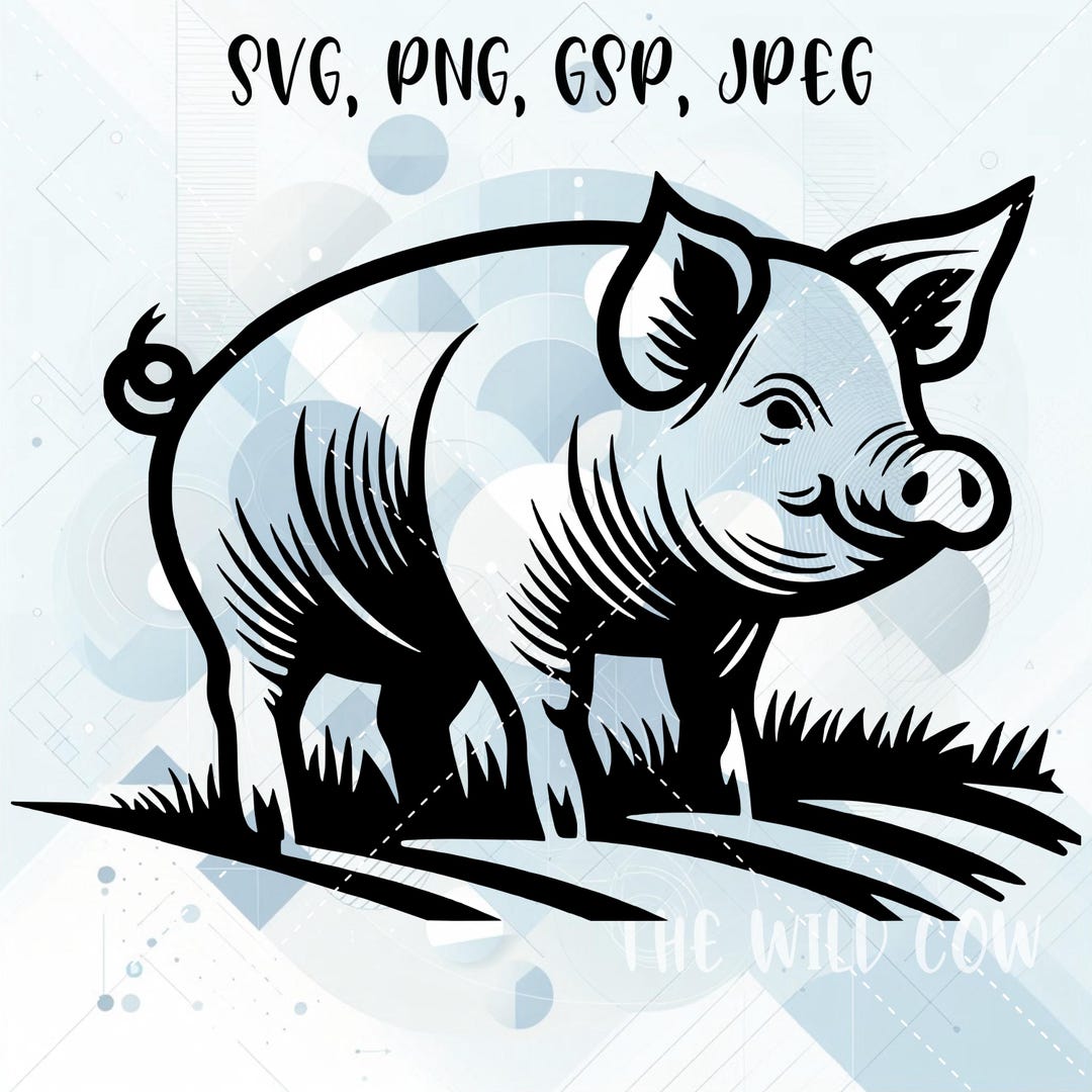 Pig SVG for Silhouette, Cricut, Print and Cut, Laser Engrave, Vector ...
