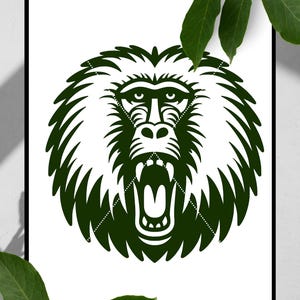 Baboon Head SVG for Silhouette, Cricut, Print and Cut, Laser Engrave ...