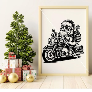Motorbike Santa SVG for Silhouette, Cricut, Print and Cut, Laser ...