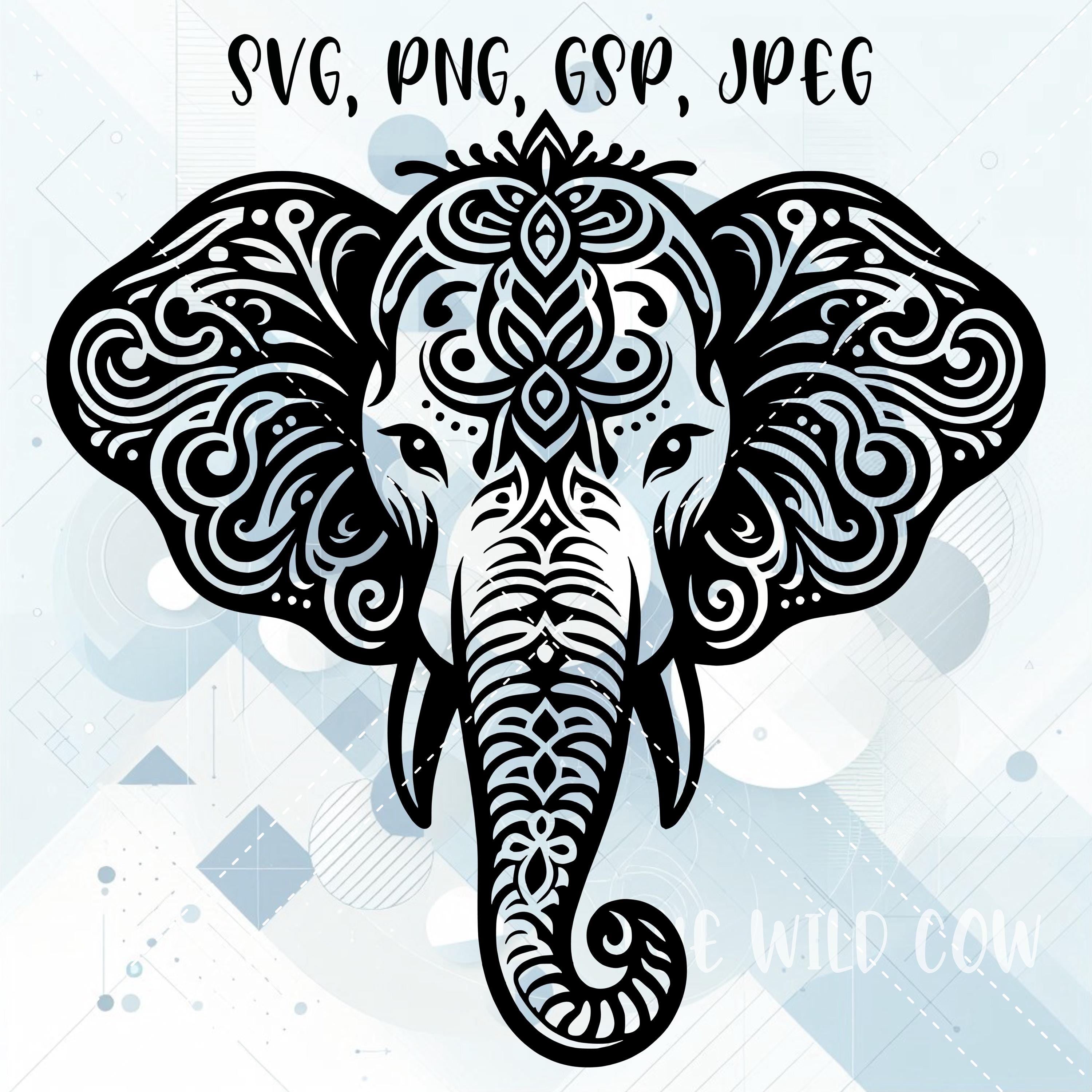 Intricate Elephant SVG for Silhouette, Cricut, Print and Cut, Laser ...