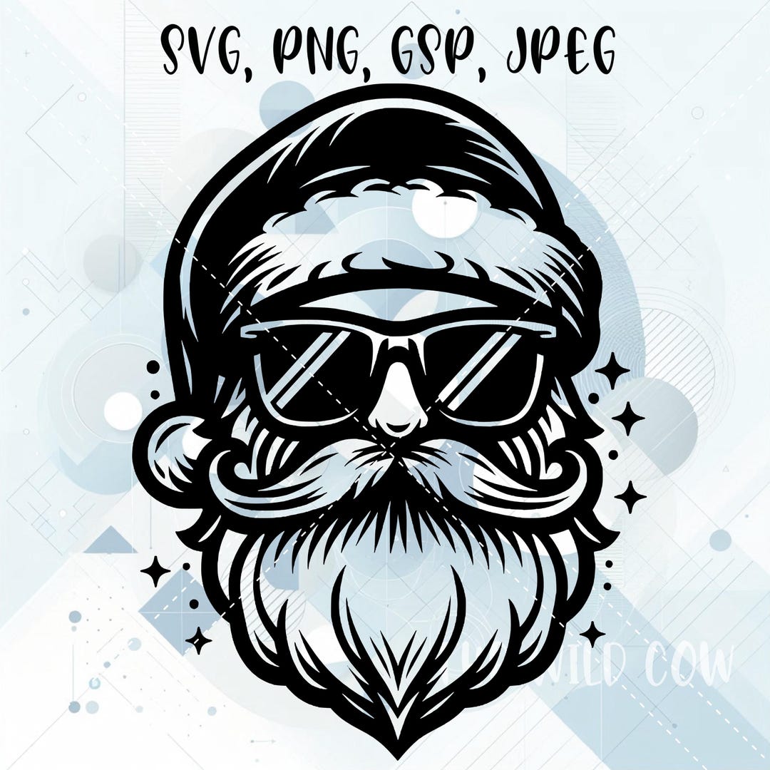 Cool Santa SVG for Silhouette, Cricut, Print and Cut, Laser Engrave ...