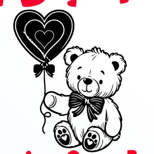 Valentines Bear SVG for Silhouette, Cricut, Print and Cut, Laser ...