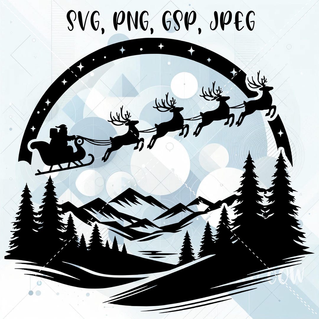 Santa Flying in the Sky SVG for Silhouette, Cricut, Print and Cut ...