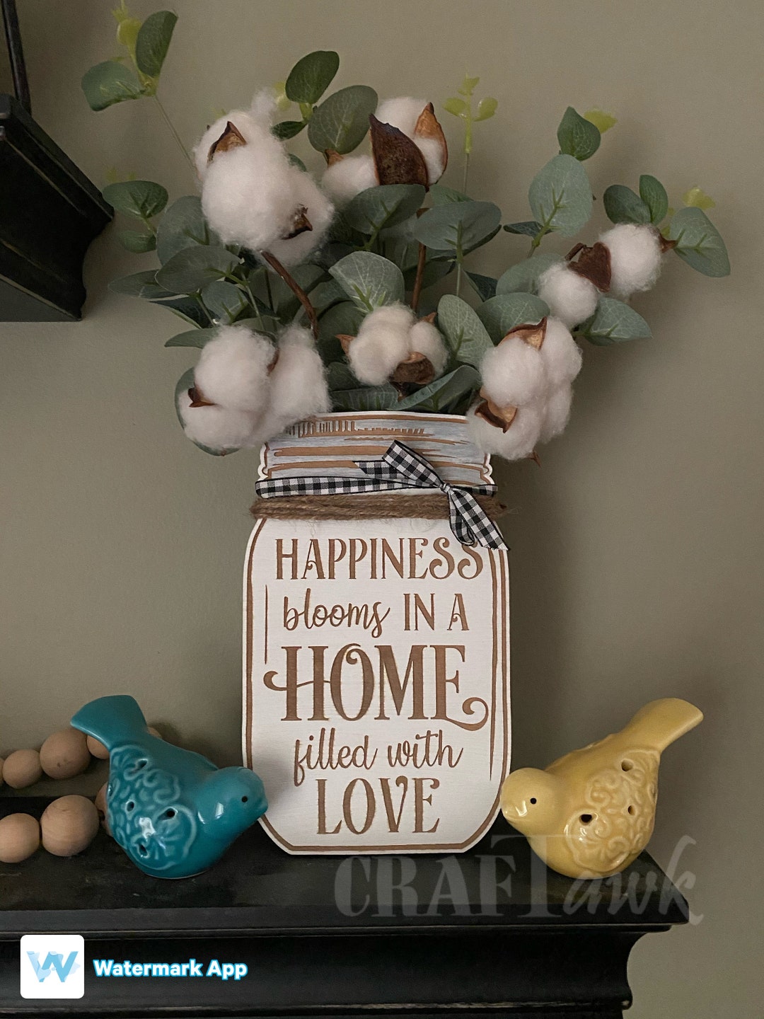 Mason Jar Shelf Sitter "happiness Blooms in a Home Filled With Love ...