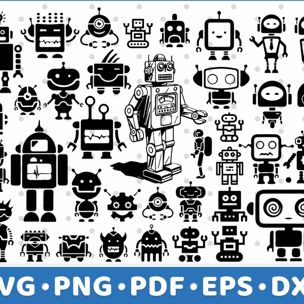 Robot Svg - Etsy
