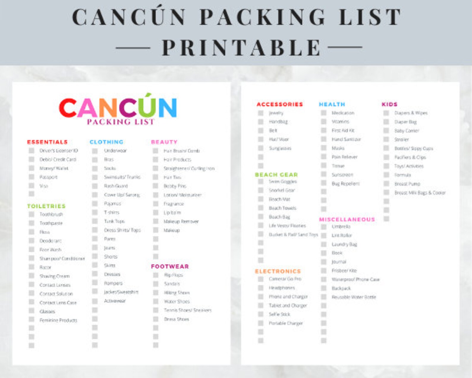 Cancun Packing List | Mexico Packing List | Printable | Instant ...