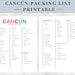 Cancun Packing List Mexico Packing List Printable Instant Download - Etsy