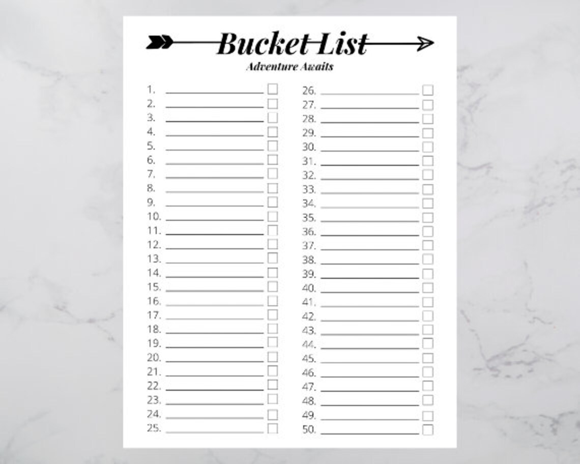 Bucket List Travel Bucket List Printable Instant Download - Etsy