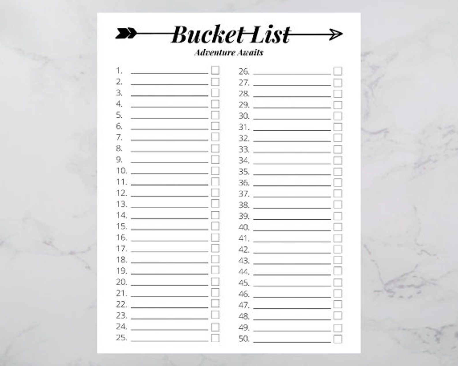 Bucket List Travel Bucket List Printable Instant Download - Etsy