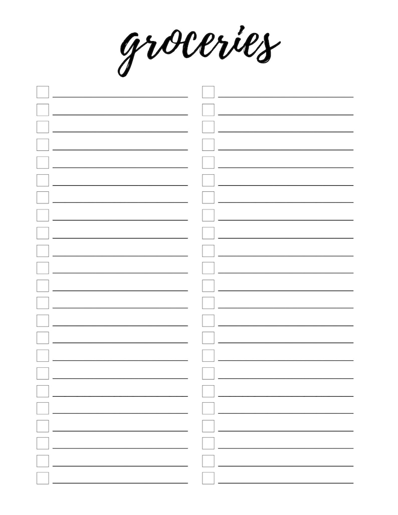 Grocery List Printable Instant Download | Etsy