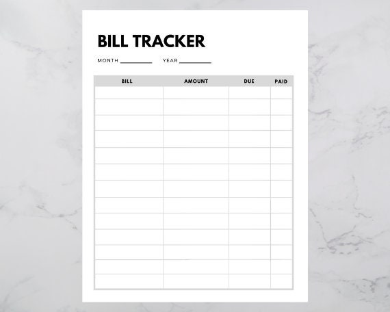 Monthly Bill Tracker | Expense Tracker | Printable | Instant Download ...