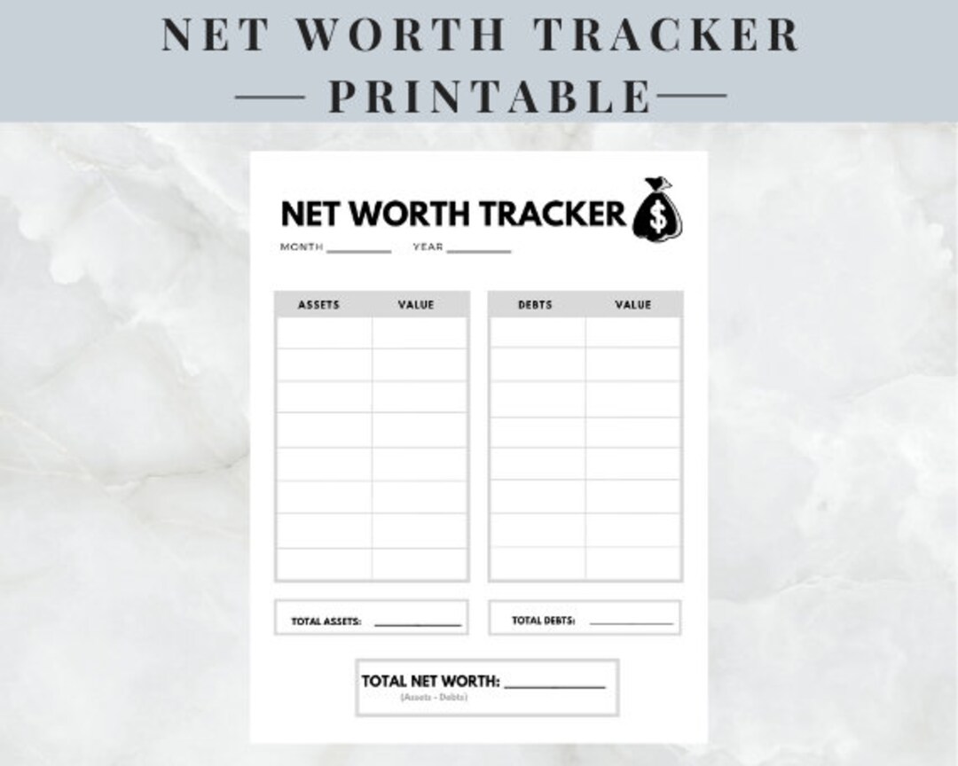 Net Worth Tracker | Printable | Instant Download - Etsy