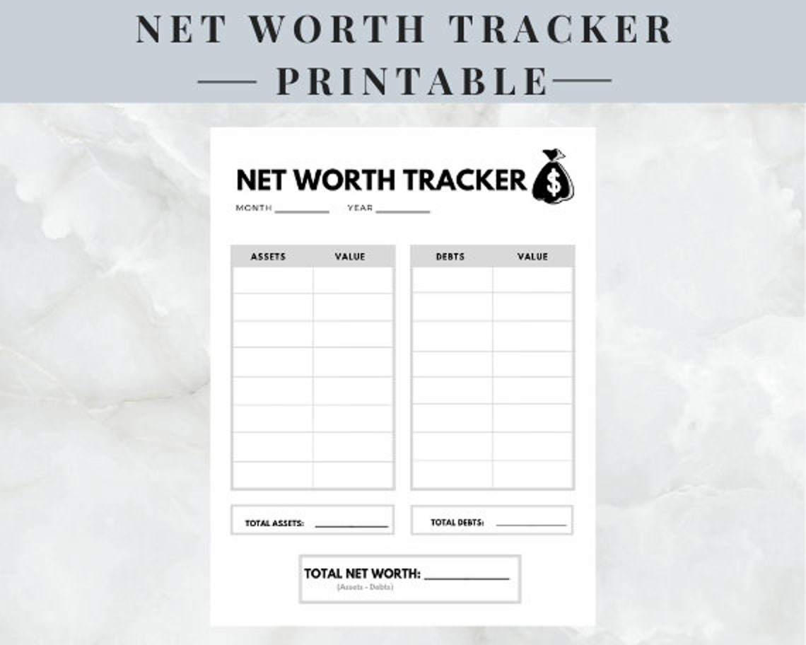 Net Worth Tracker | Printable | Instant Download - Etsy