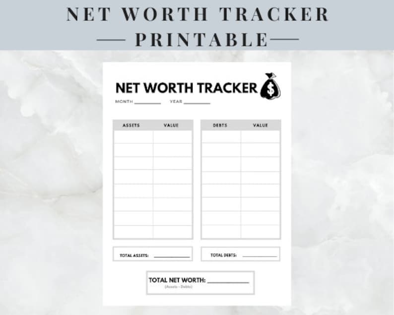 Net Worth Tracker | Printable | Instant Download - Etsy