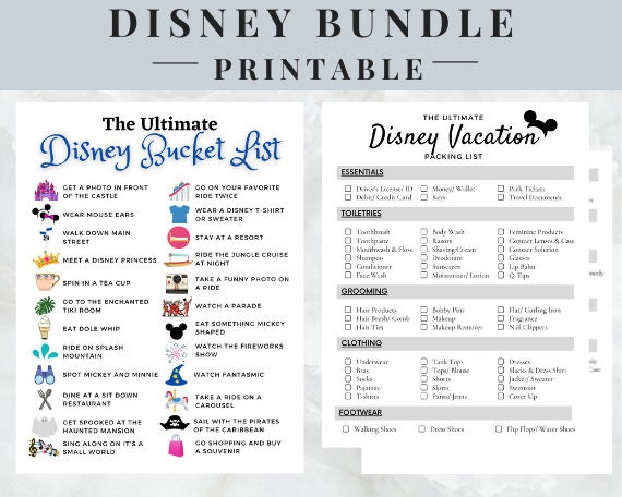 Disney Packing Checklist Printable