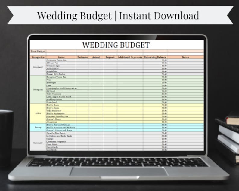 Simple Wedding Budget Template | Editable and Auto-calculating Wedding ...