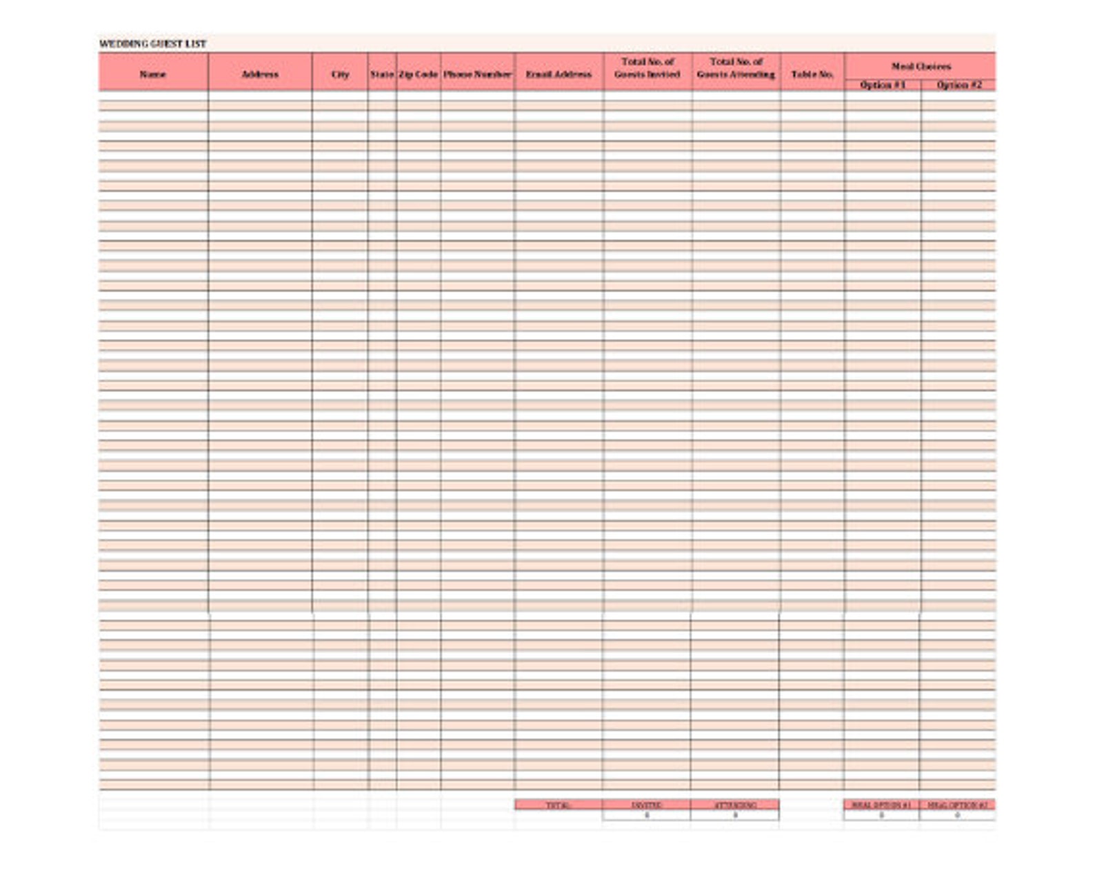 Wedding Guest List Spreadsheet Wedding Guest Tracker Instant Download ...