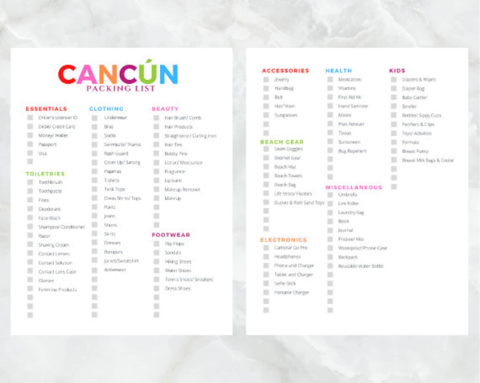 Cancun Packing List | Mexico Packing List | Printable | Instant ...