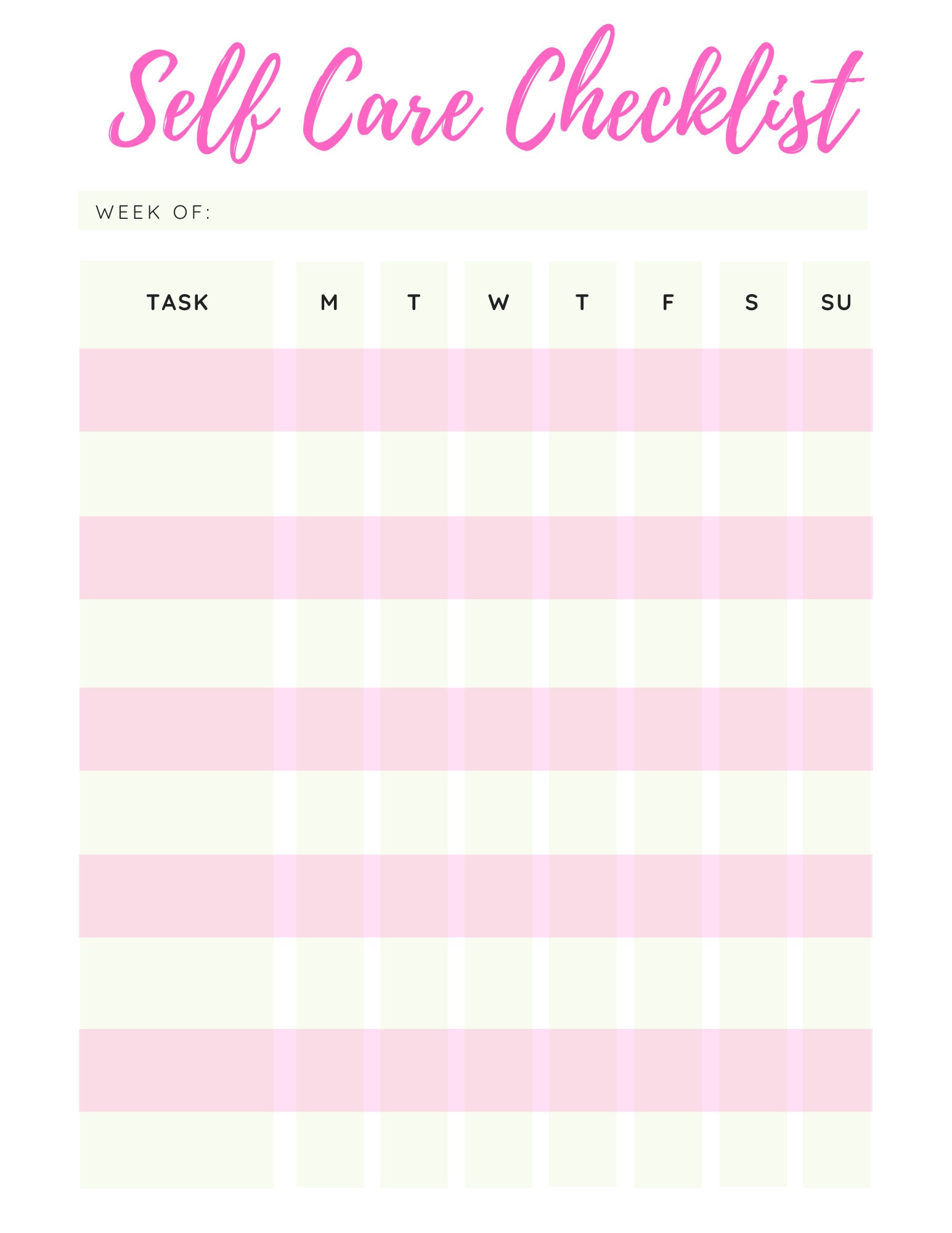 Self Care Checklist | Printable | Instant Download - Etsy