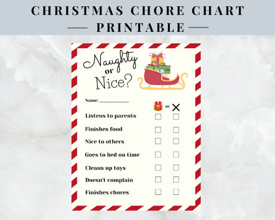 Naughty or Nice? | Kids Chore Chart | Christmas Chore Chart | Printable ...