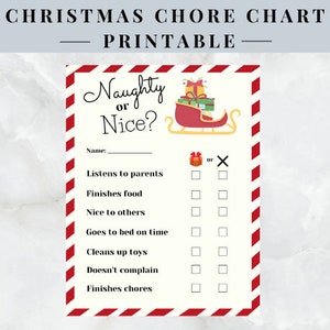 Naughty or Nice? | Kids Chore Chart | Christmas Chore Chart | Printable ...