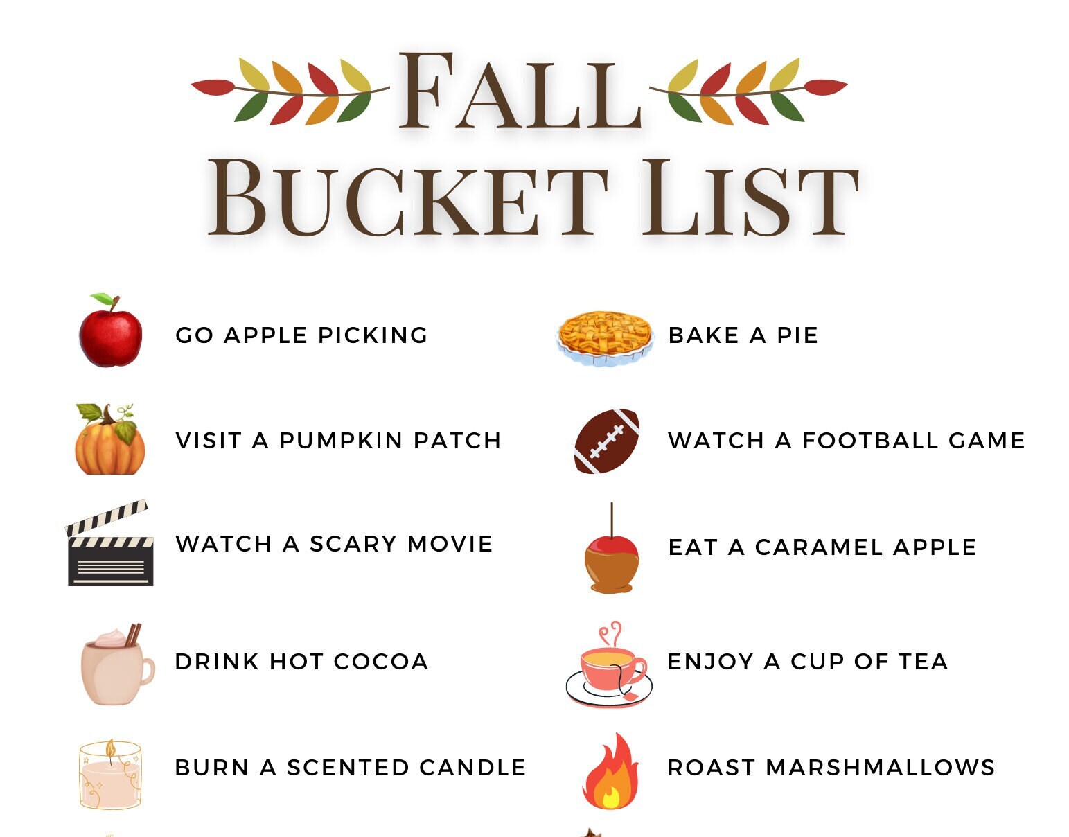 Fall Bucket List Autumn Bucket List Printable - Etsy