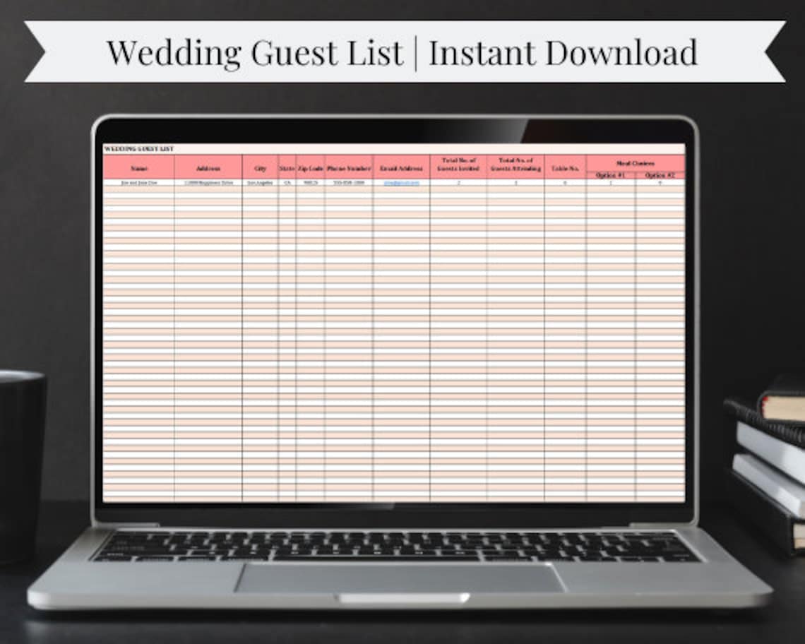 Wedding Guest List Spreadsheet | Wedding Guest Tracker | Instant ...