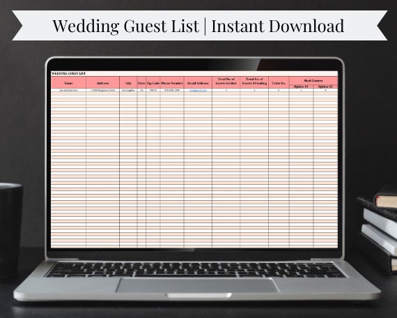 Wedding Guest List Spreadsheet | Wedding Guest Tracker | Instant ...