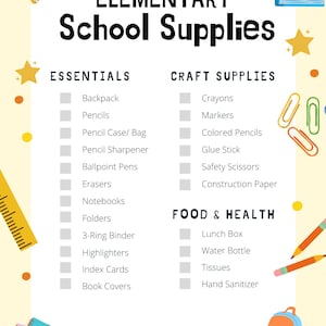Elementary School Supplies List | Back to School Supplies | Printable ...