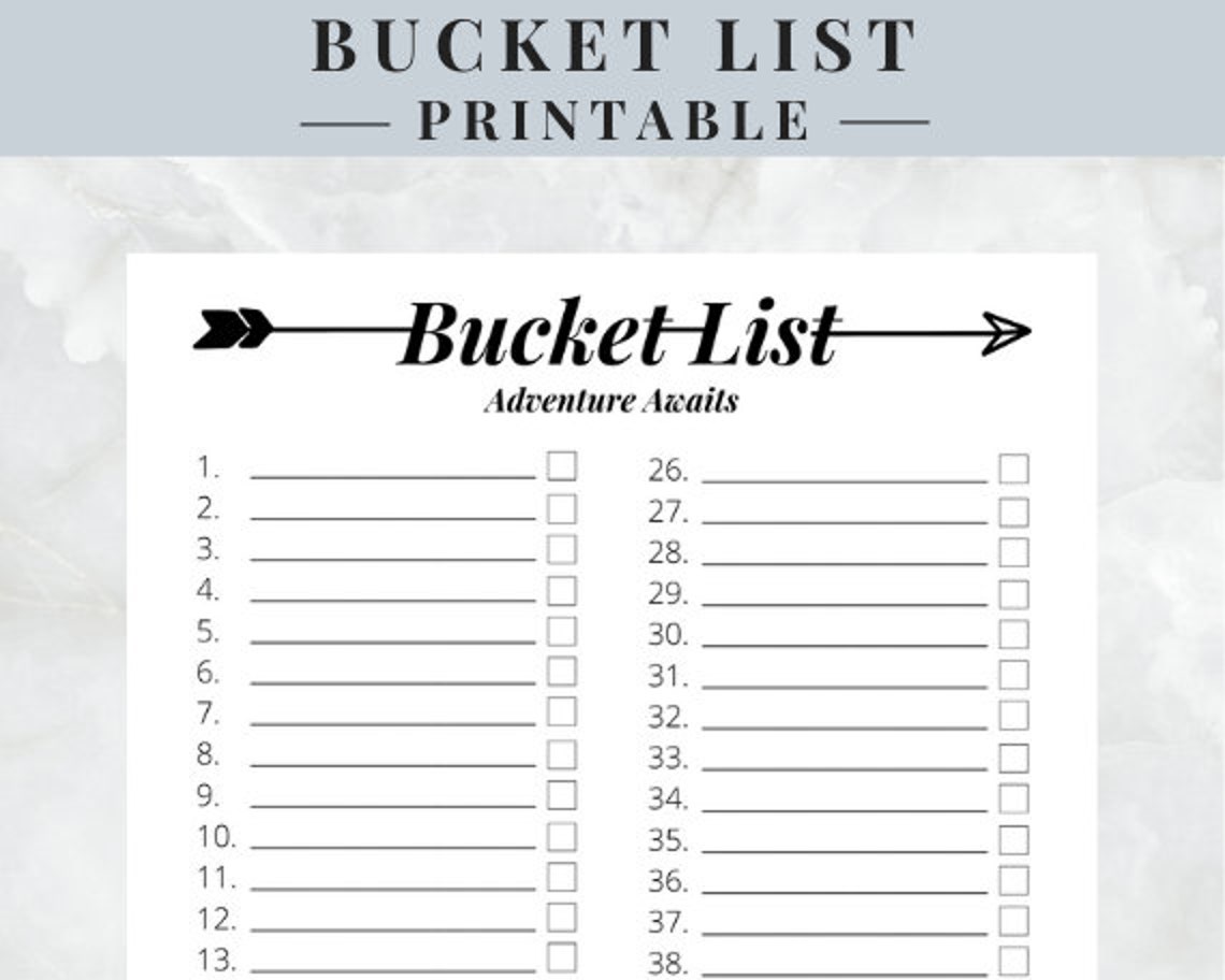 Bucket List Travel Bucket List Printable Instant Download - Etsy